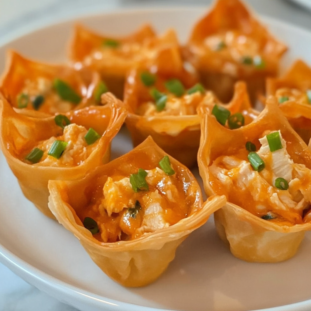 Buffalo Chicken Wonton Cups – Delight Yummy