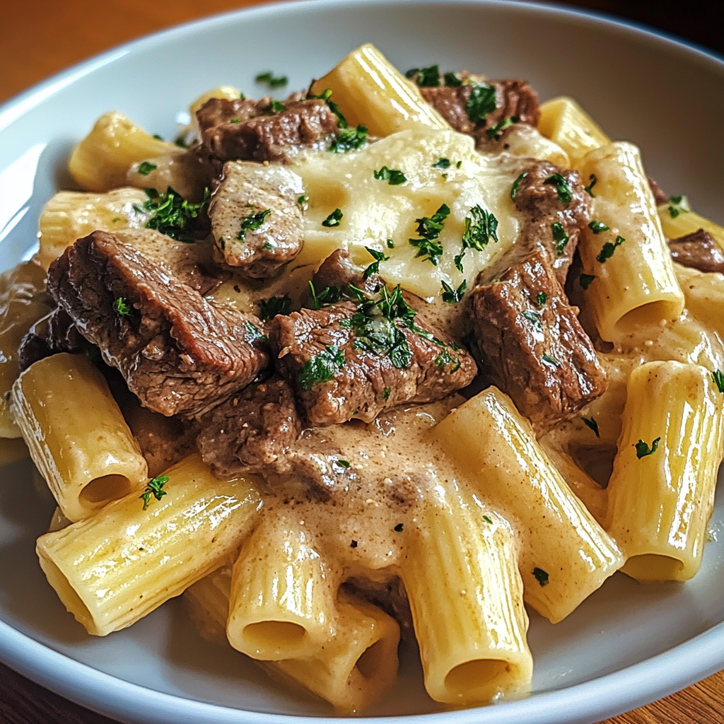 Creamy Parmesan Beef with Rigatoni Pasta – Delight Yummy