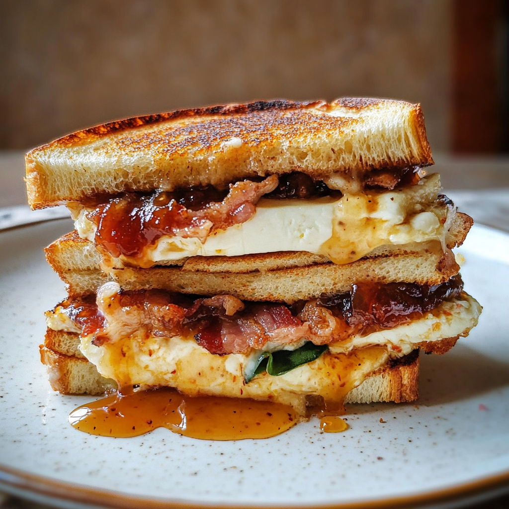 Breakfast Toastie with Turkey Bacon Jam & Brie – Delight Yummy