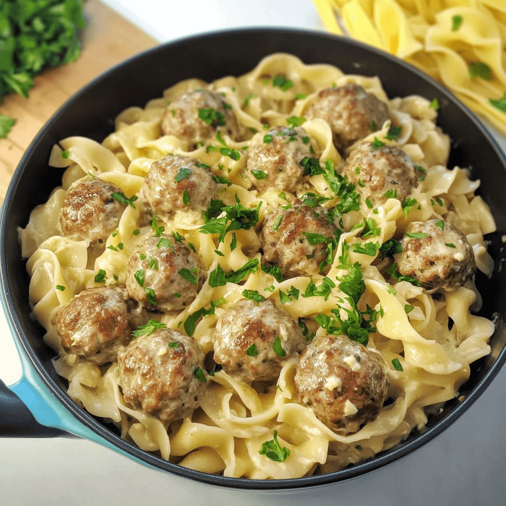 One-Pot Swedish Meatballs with Egg Noodles – Delight Yummy
