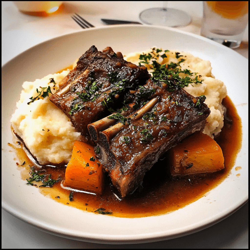 Braised Short Ribs with Garlic Mashed Potatoes – Delight Yummy