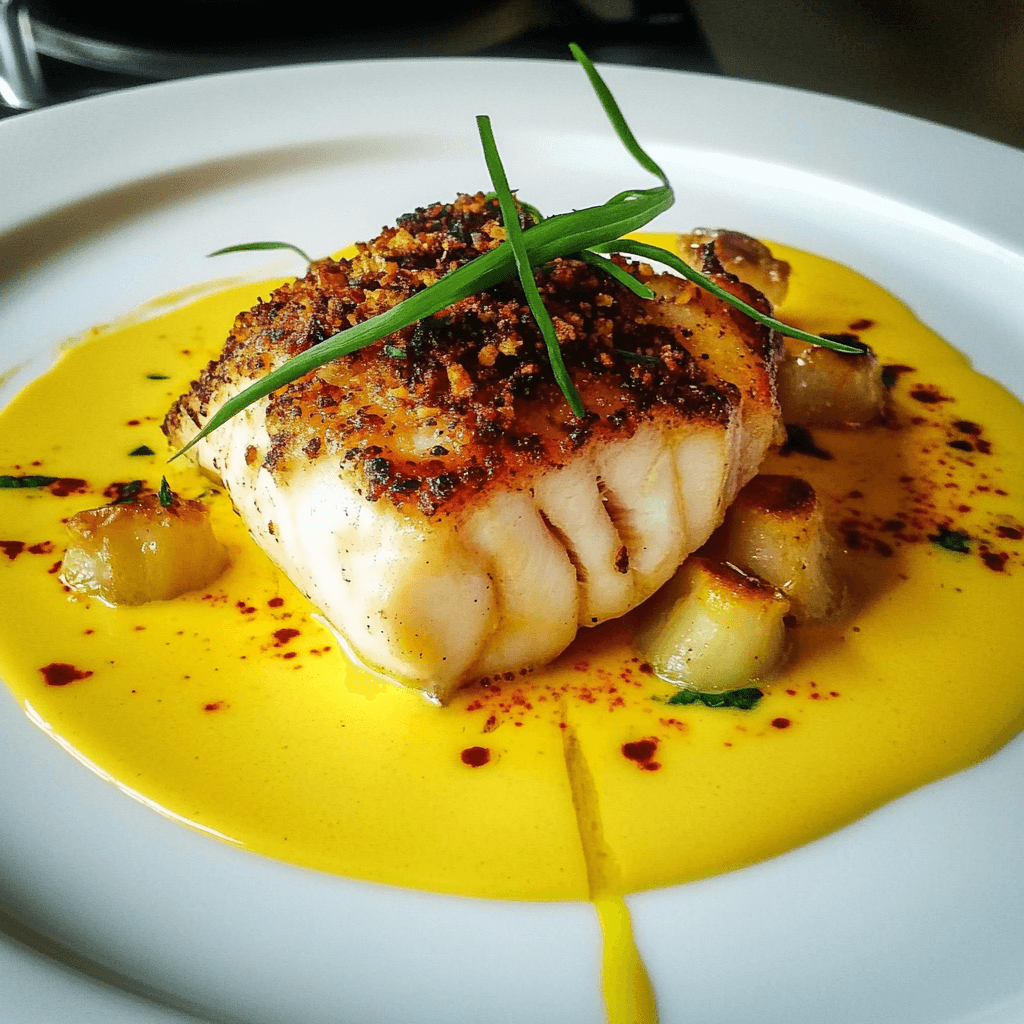 Chilean Sea Bass with Saffron Cream Sauce – Delight Yummy
